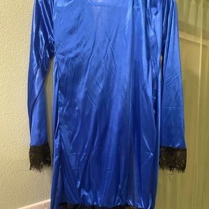 Intimates & Sleepwear | Blue Sleepwear Womens Satin Nightgown With ...